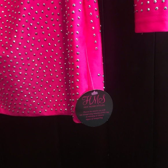 Hot Miami Styles | Dresses | Neon Pink Rhinestone Dress Kim K Inspired ...
